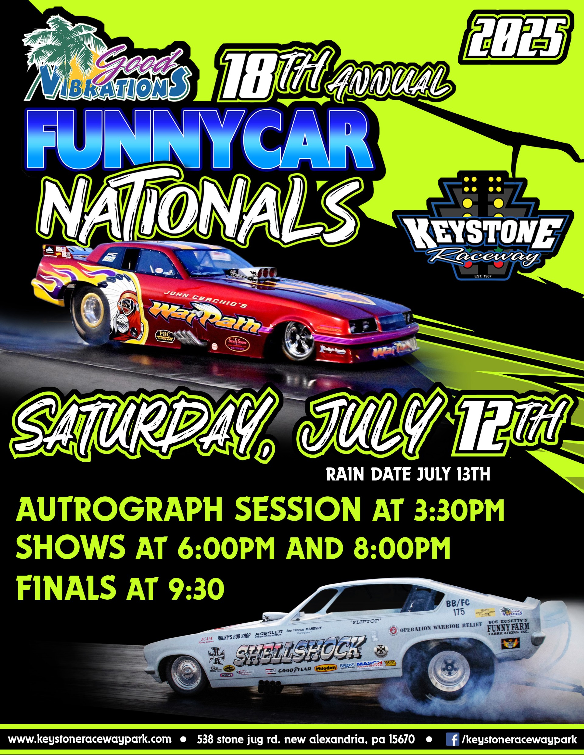 18th Annual Funny Car Nationals/Points Race #9 – Keystone Raceway Park
